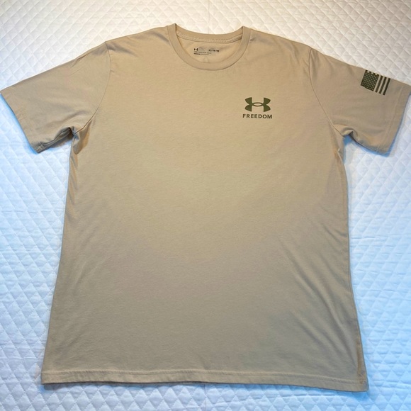 Under Armour | Shirts | Under Armour Freedom Army Tan Green Shirt Loose ...